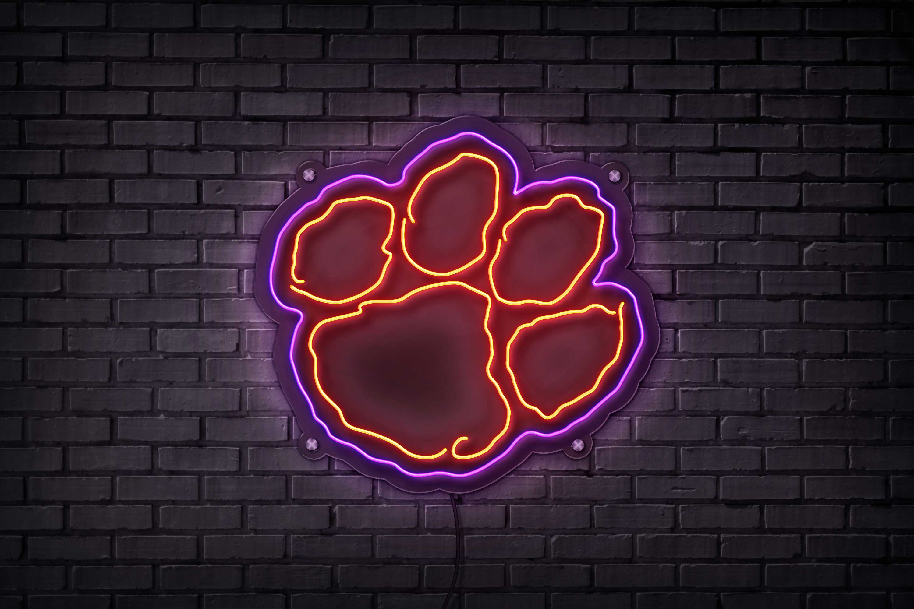 Clemson Paw LED Neon Sign Large [24 x 24] - Officially Licensed